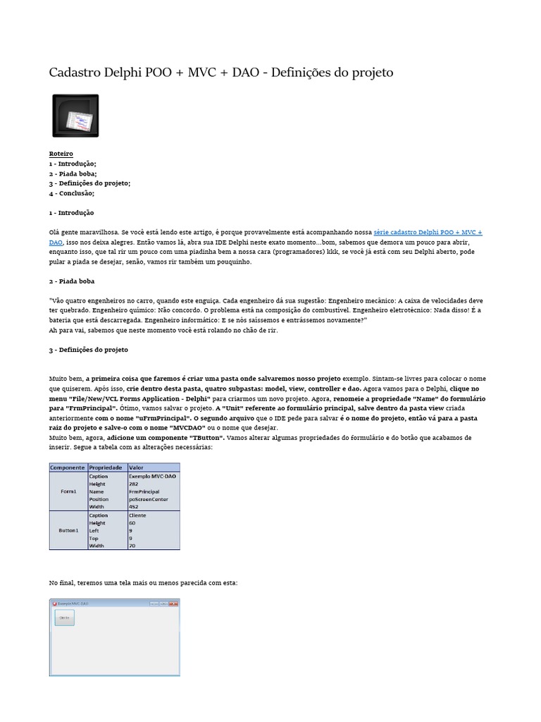 Delphi POO MVC DAO 04 PROJETO | Download grátis PDF | Model-View ...