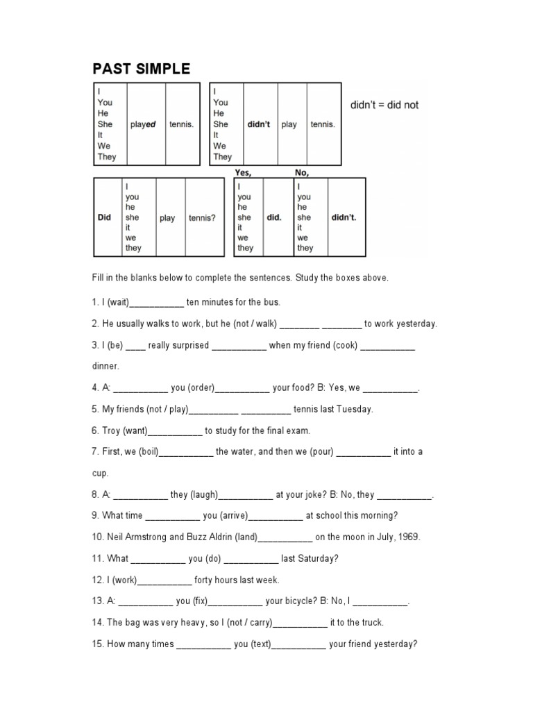 Past Simple Exercise Fill-in-the-Blanks | PDF | Cooking, Food & Wine