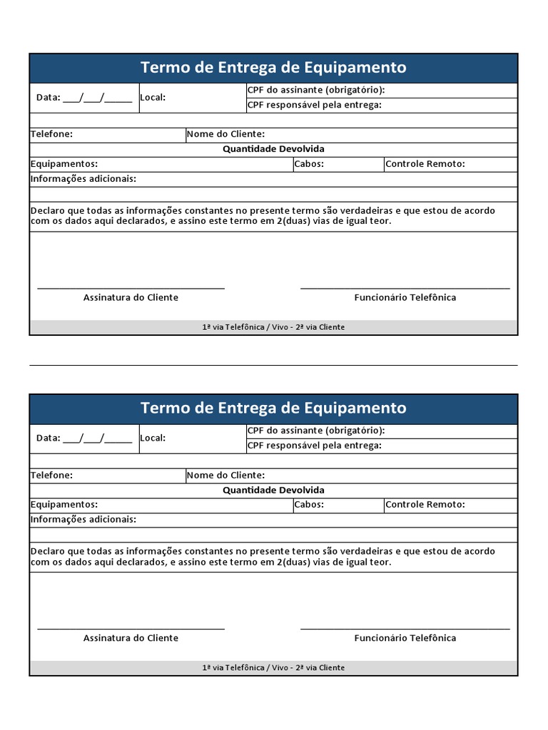 Termo de Entrega para Roteador | PDF