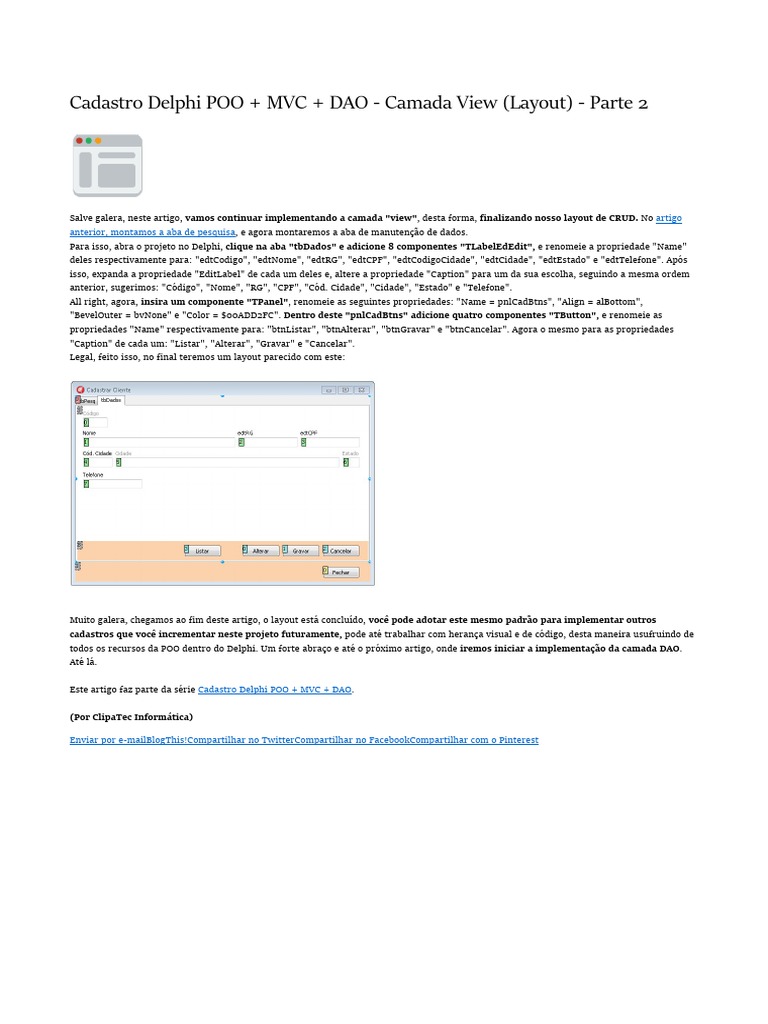 Delphi POO MVC DAO 07 VIEW2 | PDF