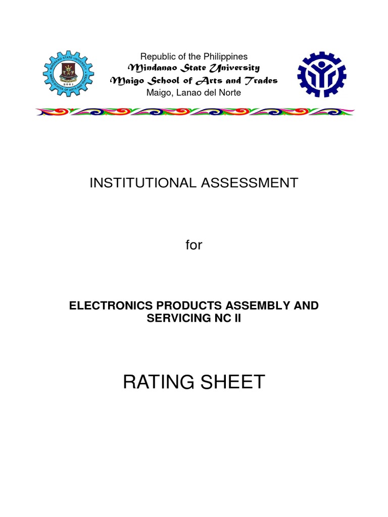 EPAS NC II Assessment Rating Sheet | PDF | Electrostatic Discharge ...