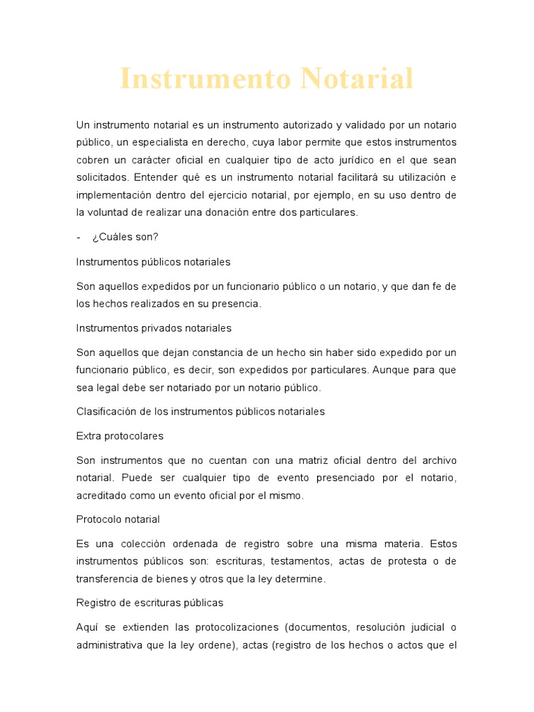 Instrumento Notarial | PDF | Ley común | Derecho Civil (Common Law)