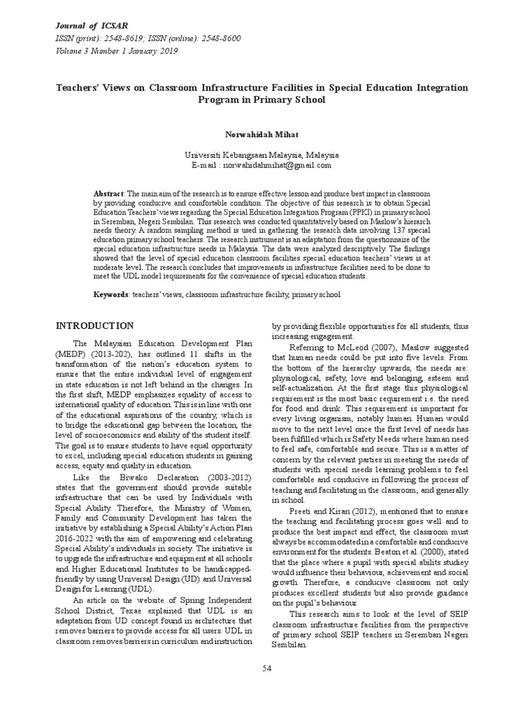 Classroom Infrastructure in Special Education | PDF | Special Education ...