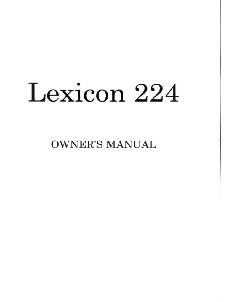 Lexicon 224 Manual | PDF