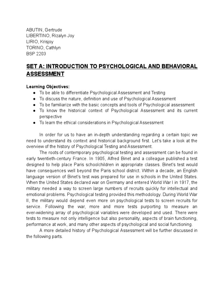 Introduction to Psychological Assessment | PDF | Psychometrics | Psychology