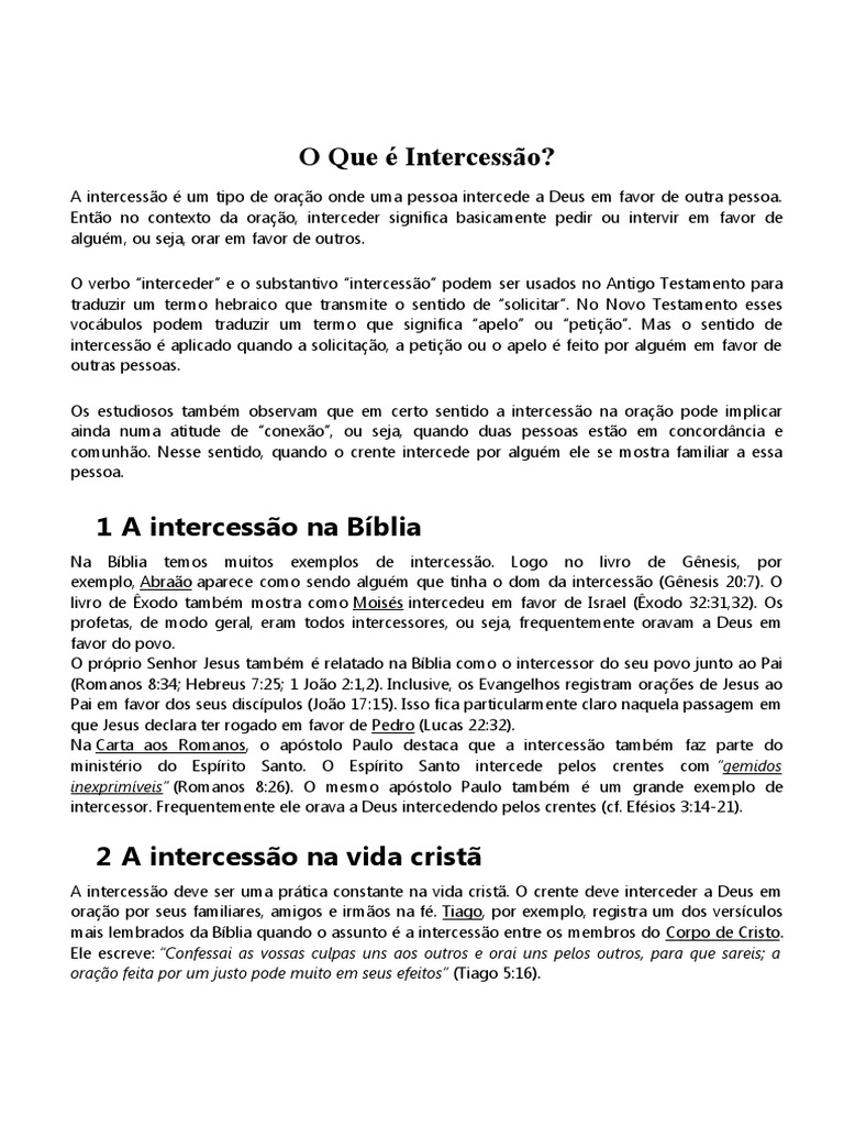 1 - O Que É Intercessão | PDF | Oração | Apóstolo Paulo 1 - O Que É Intercessão | PDF | Oração | Apóstolo Paulo