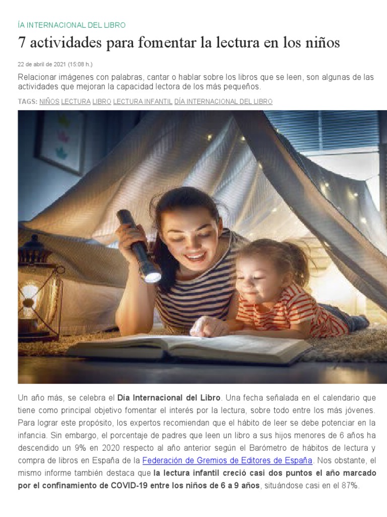 10 Actividades Creativas Para Fomentar La Lectura En Niños Y Jóvenes ...