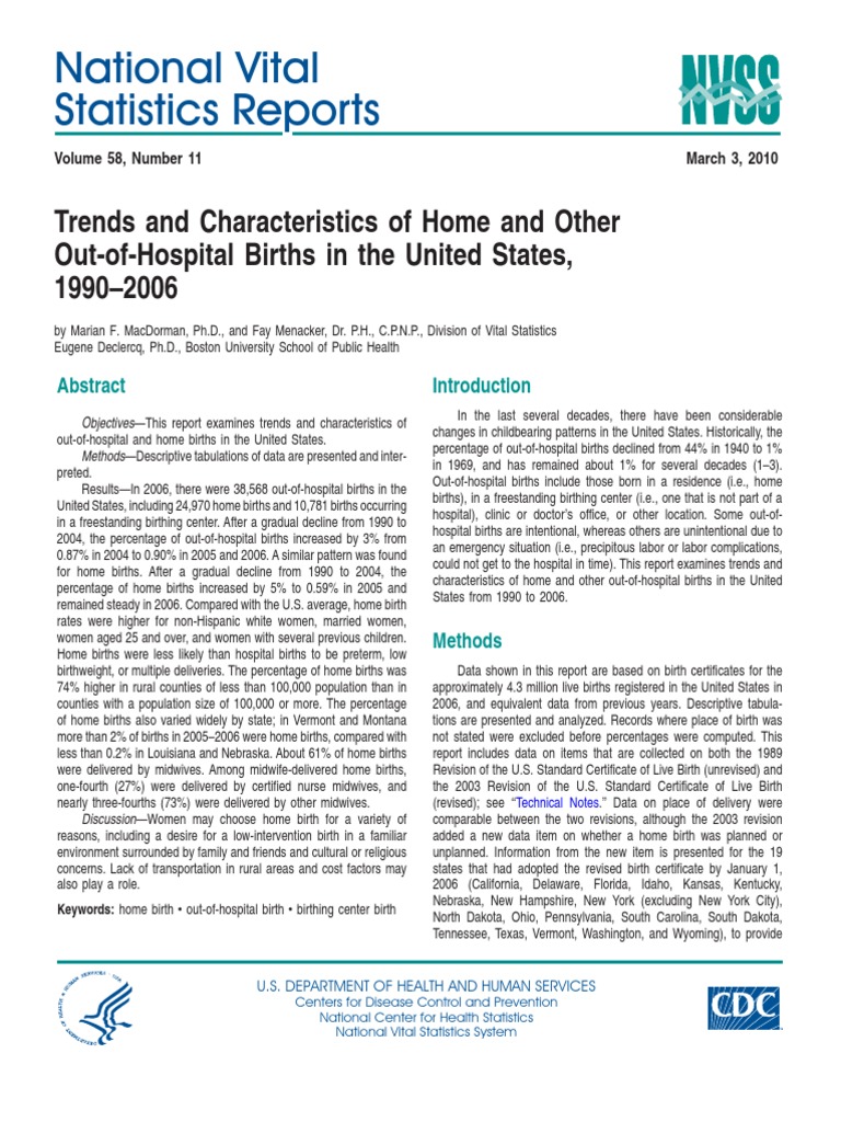 National Vital Statistics Reports | PDF | Midwife | Race And Ethnicity ...