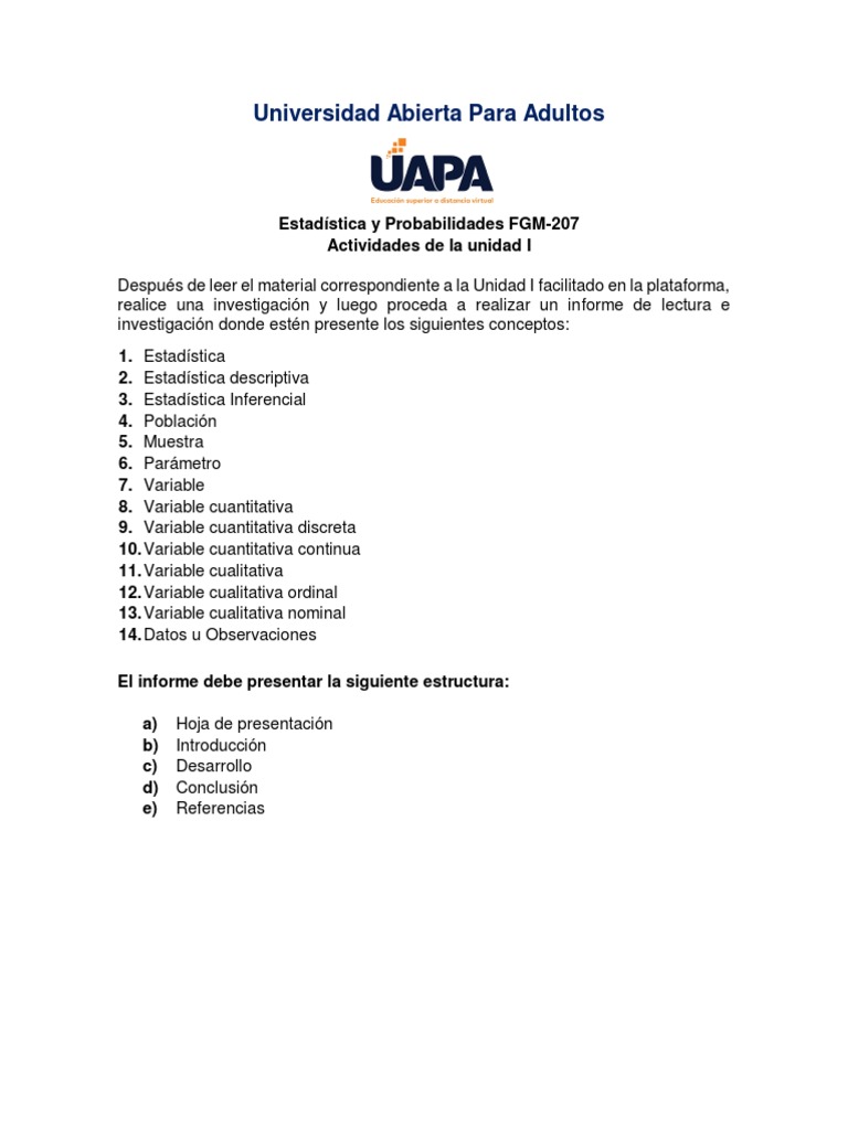 Actividades de La Unidad I | PDF