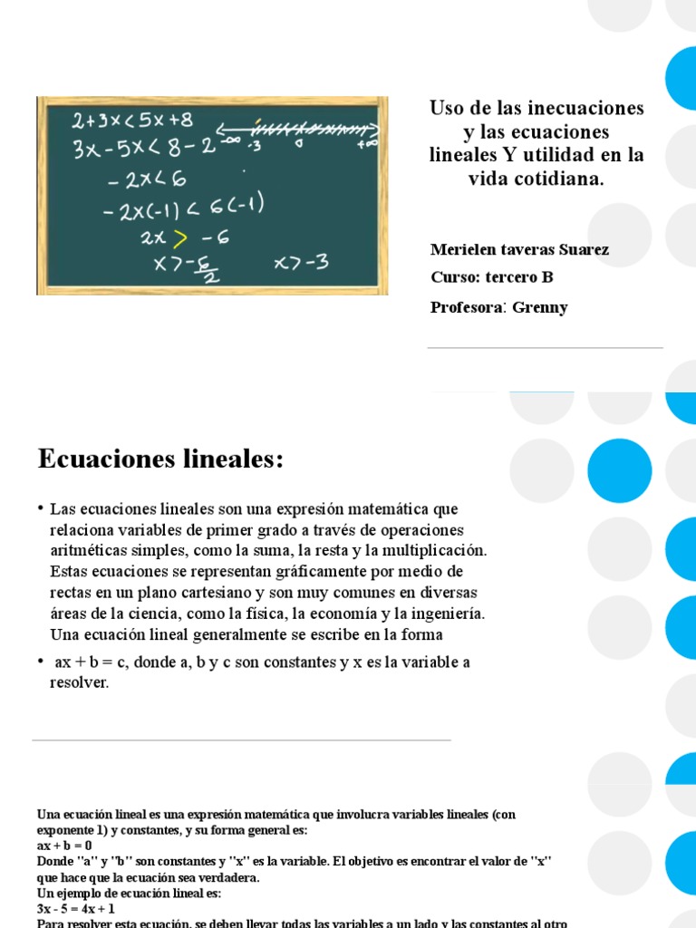 Uso de Ecuaciones e Inecuaciones Cotidianas | PDF | Ecuaciones | Linealidad