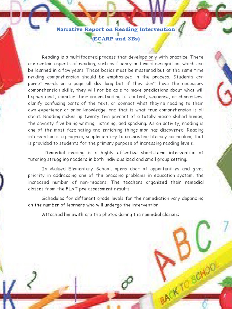 Narrative Report On Reading Intervention | PDF | Career & Growth ...
