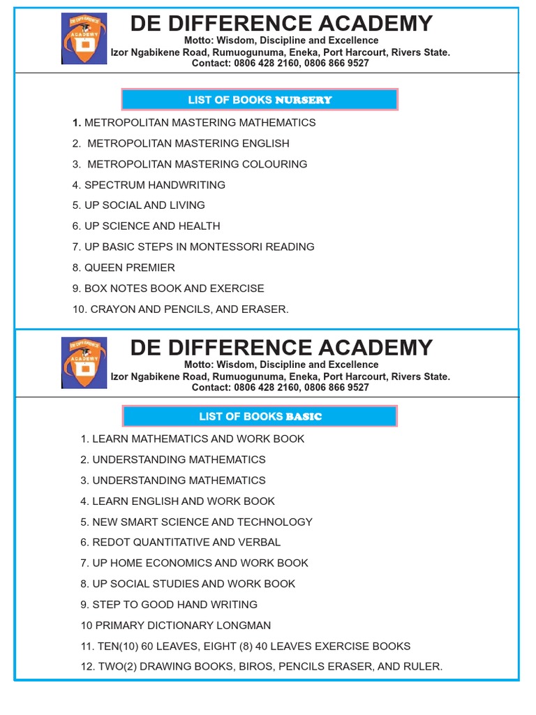 De Difference Academy Books List PDF | PDF | Science