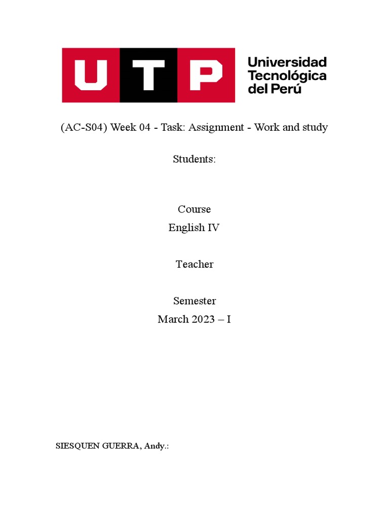 Ac S04 Week 04 Task Assignment Work And Study Pdf Homework