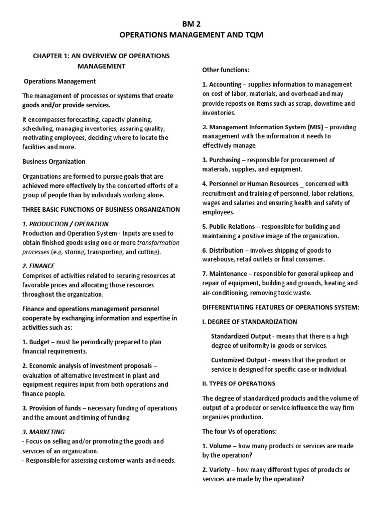 TQM Reviewer | PDF | Forecasting | Operations Management