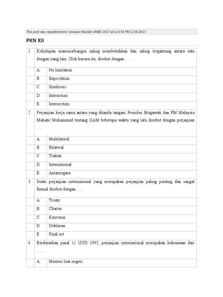 Format Soal PKN Xii | PDF