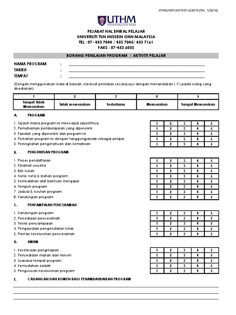Dokumen - Tips - Borang Penilaian Program Aktiviti Pelajar PDF | PDF | Karier & Perkembangan ...