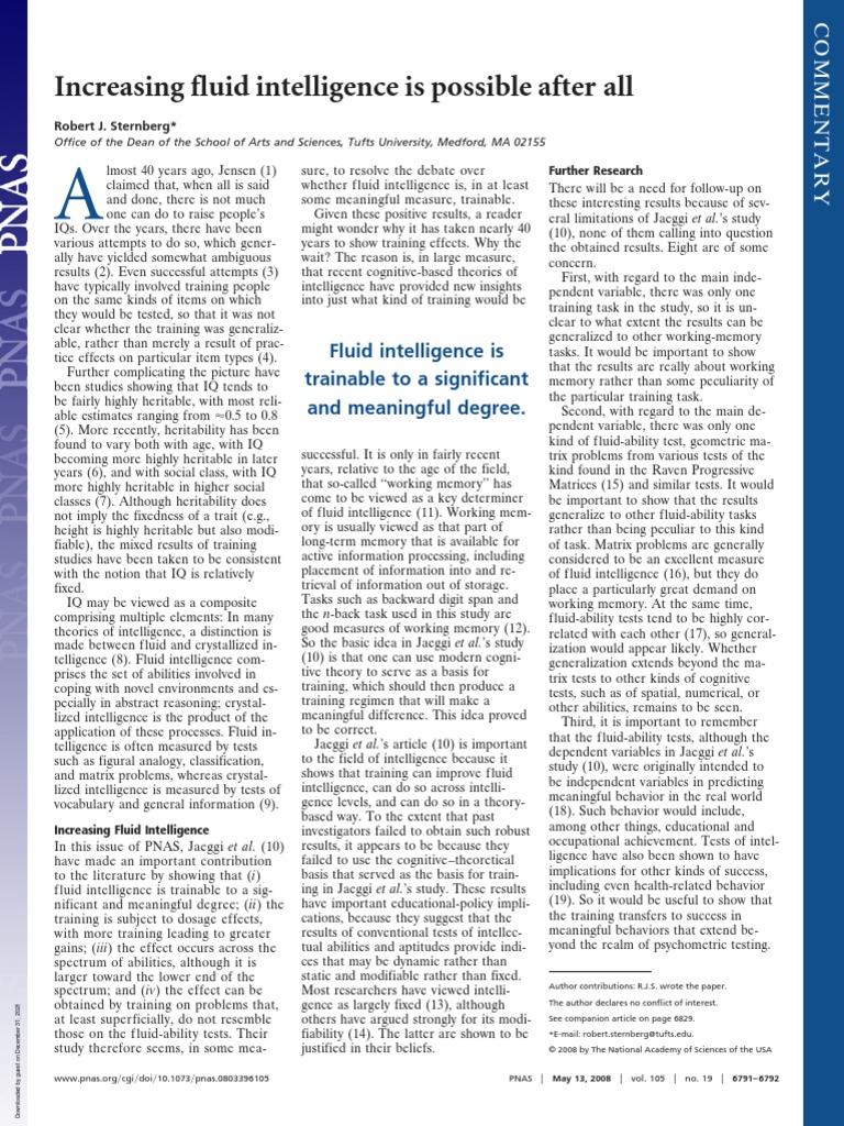 Increasing Fluid Intelligence Is Possible After All | PDF ...