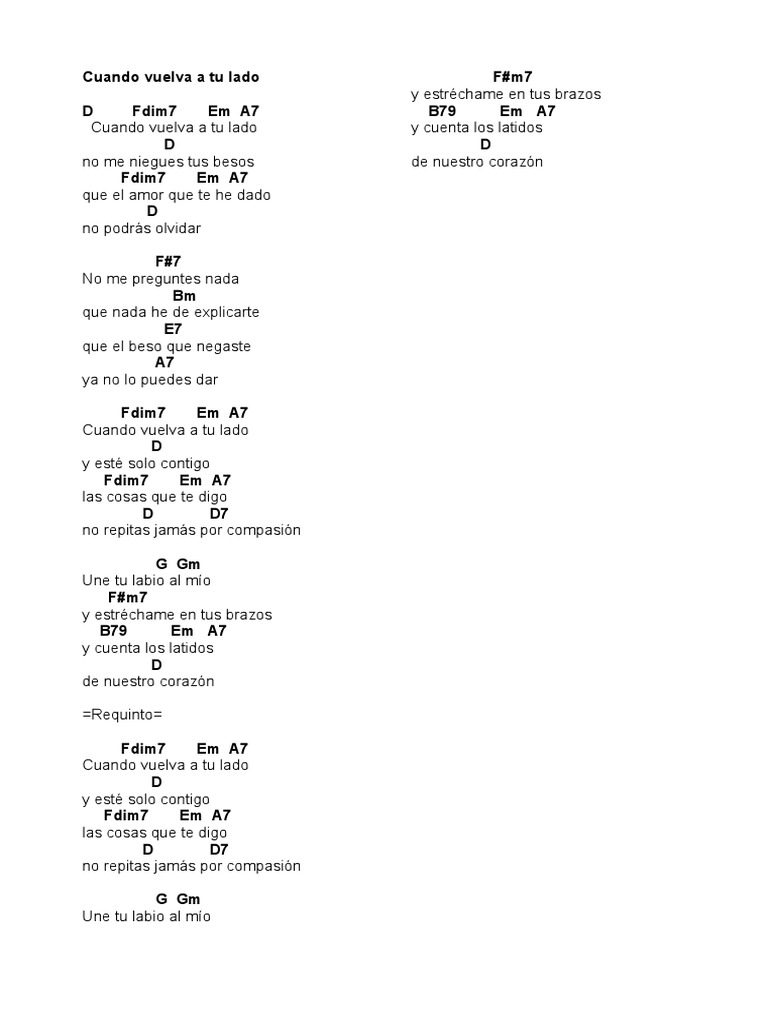 Cuando Vuelva A Tu Lado Acordes | PDF