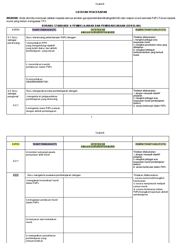 Toolkit 8 Catatan Pencerapan | PDF