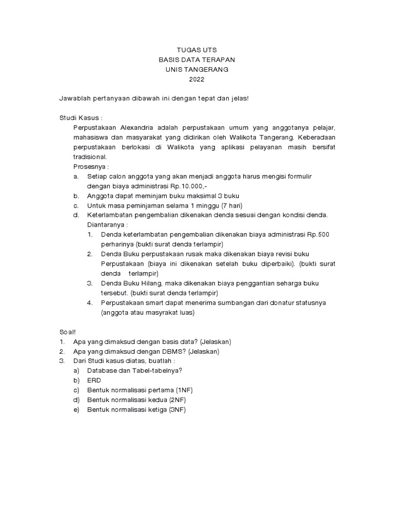 Tugas Uts Basis Data Terapan 2022 | PDF