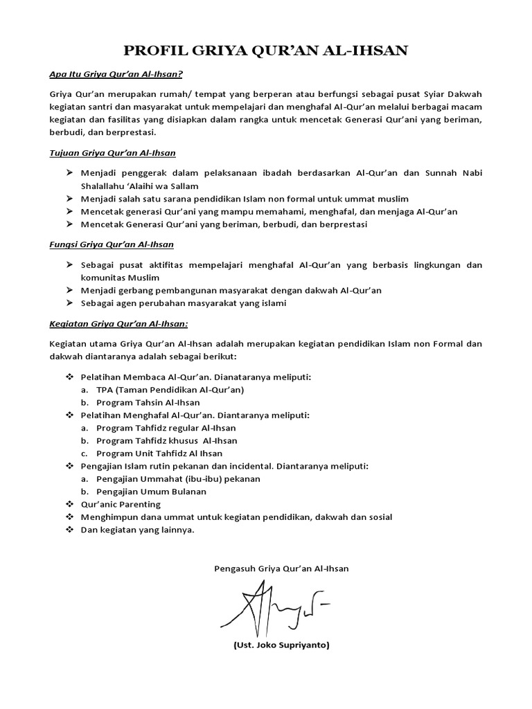 Profil Griya Qur'an | PDF