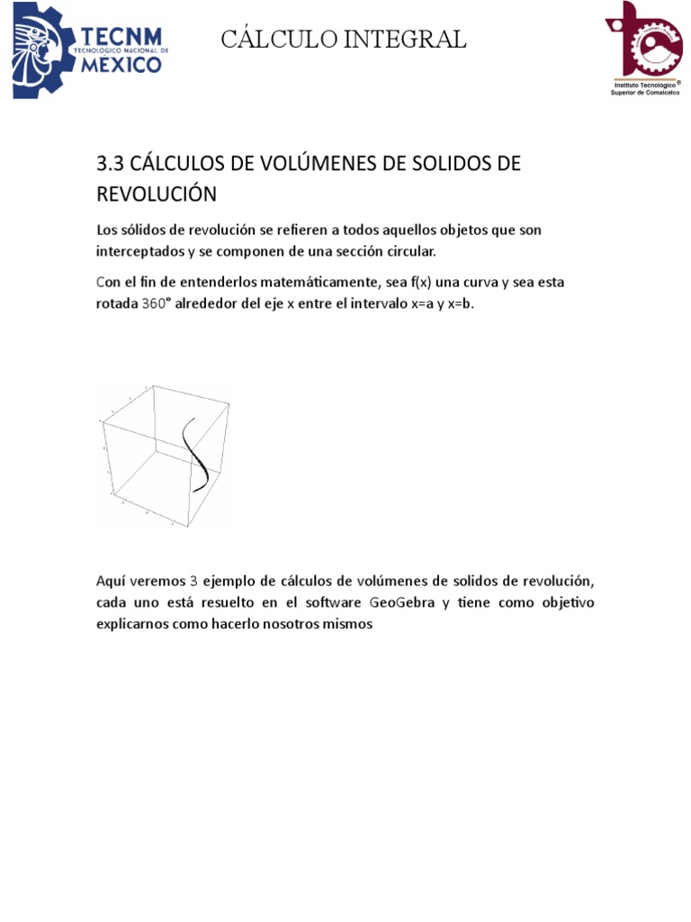 3.3cálculo de Volúmenes de Sólidos de Revolucion | PDF | Integral ...