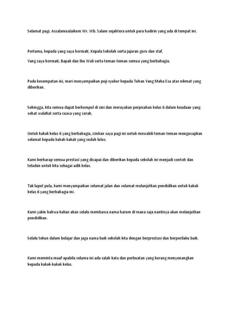 Kata Perpisahan Untuk Kakak Kelas | PDF Kata Perpisahan Untuk Kakak Kelas | PDF
