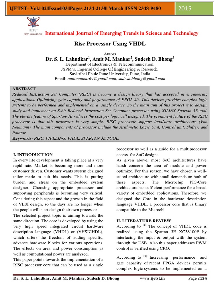 Risc Processor Using VHDL | PDF