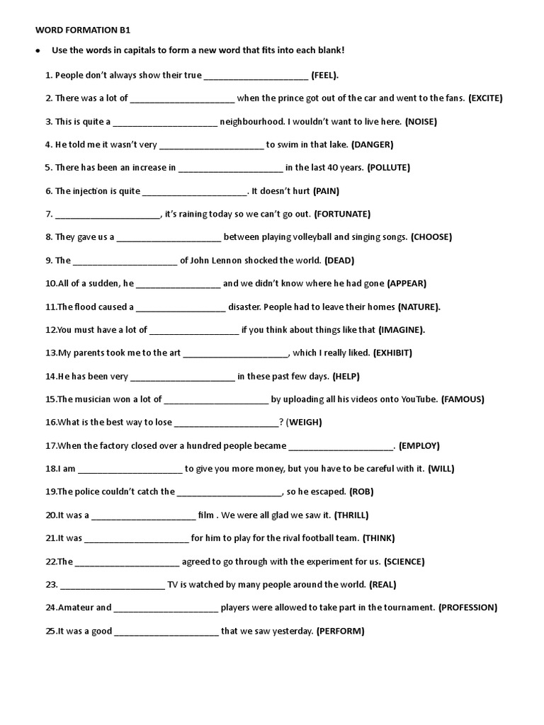 Word Formation B1 | PDF