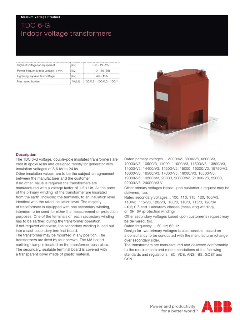 TV ABB TDC 6-G - en | PDF | Transformer | Insulator (Electricity)
