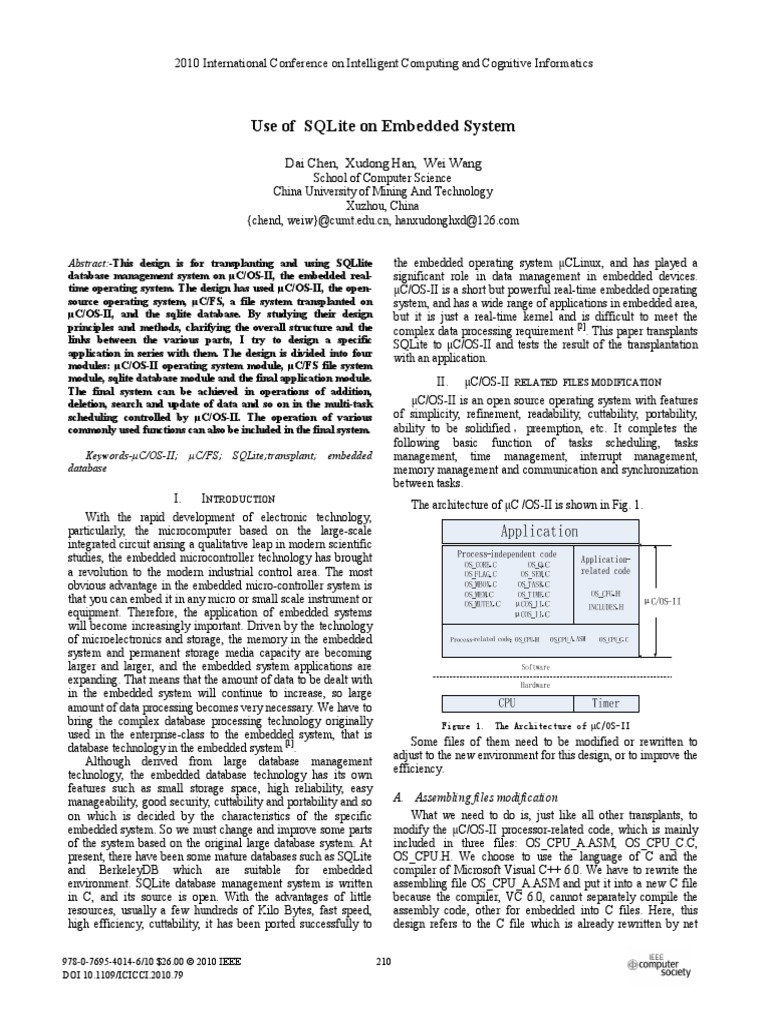 USe of Sqlite On Embedded Systems | PDF | Computer Data Storage | Operating System