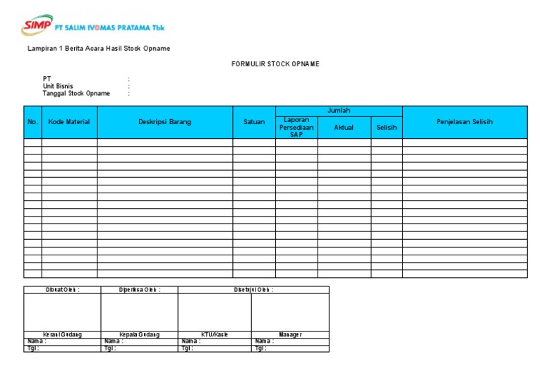 Formulir Stock Opname | PDF
