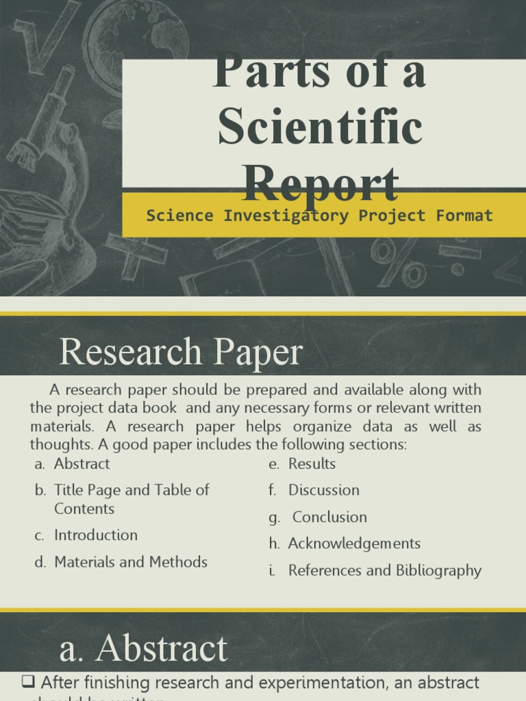 4thPPT4-Parts of A Scientific Report | PDF | Data | Abstract (Summary)