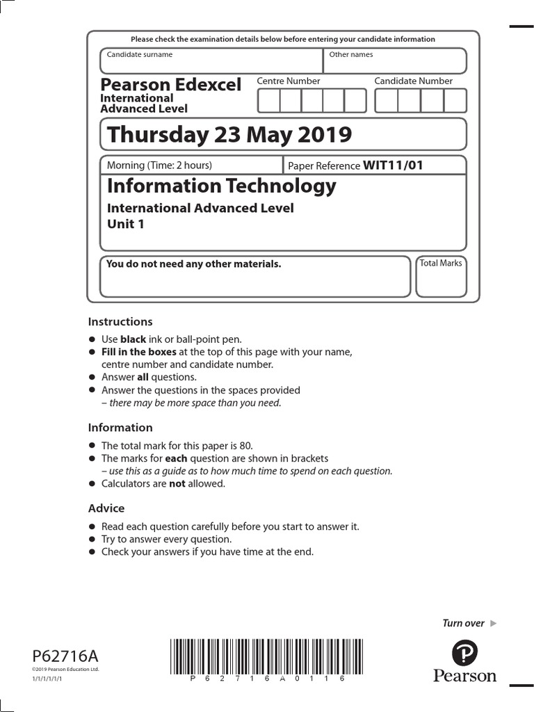 Ial Ict 2019 Unit 1 QP | PDF | Osi Model | Computing