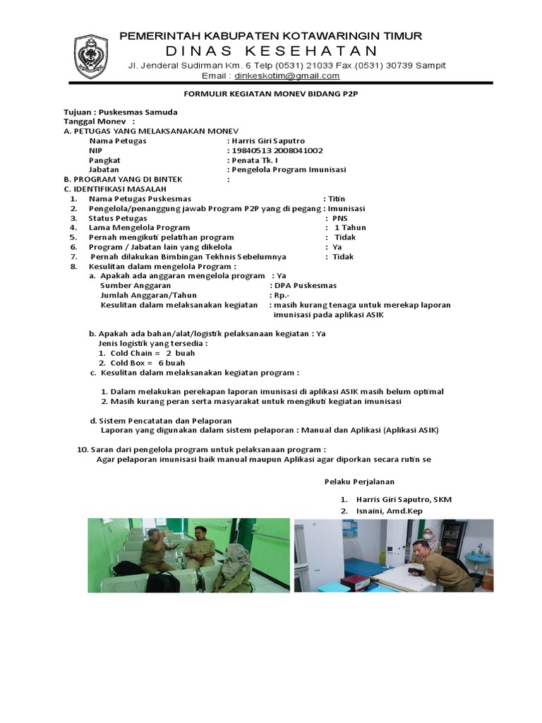 Form Laporan Monev | PDF