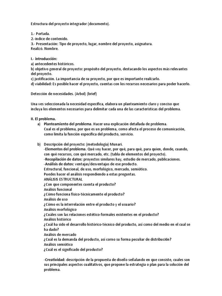 Estructura Del Proyecto Integrador. | PDF | Diseño | Ciencia cognitiva