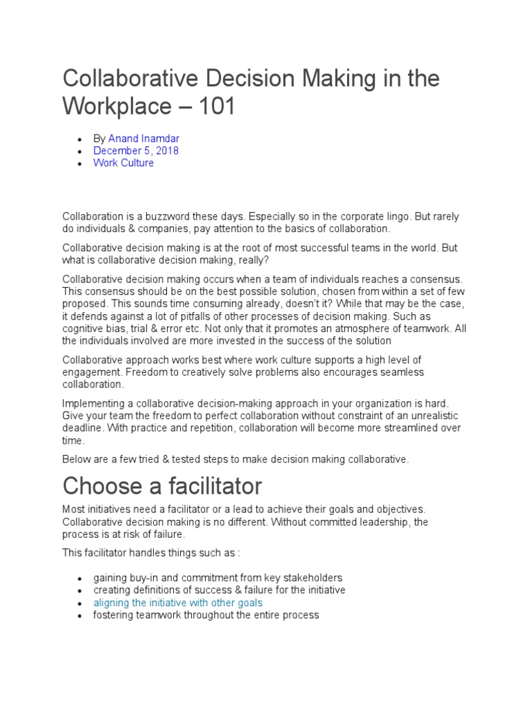 The Basics of Collaborative Decision Making: A 101 Guide to ...