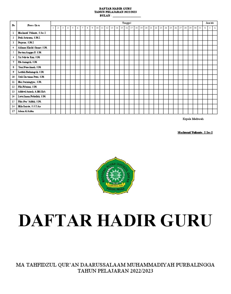 Daftar Hadir Guru | PDF