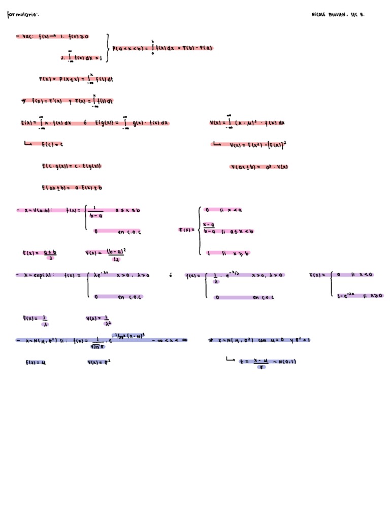 Calculations of integrals, expected values, variances and probability ...