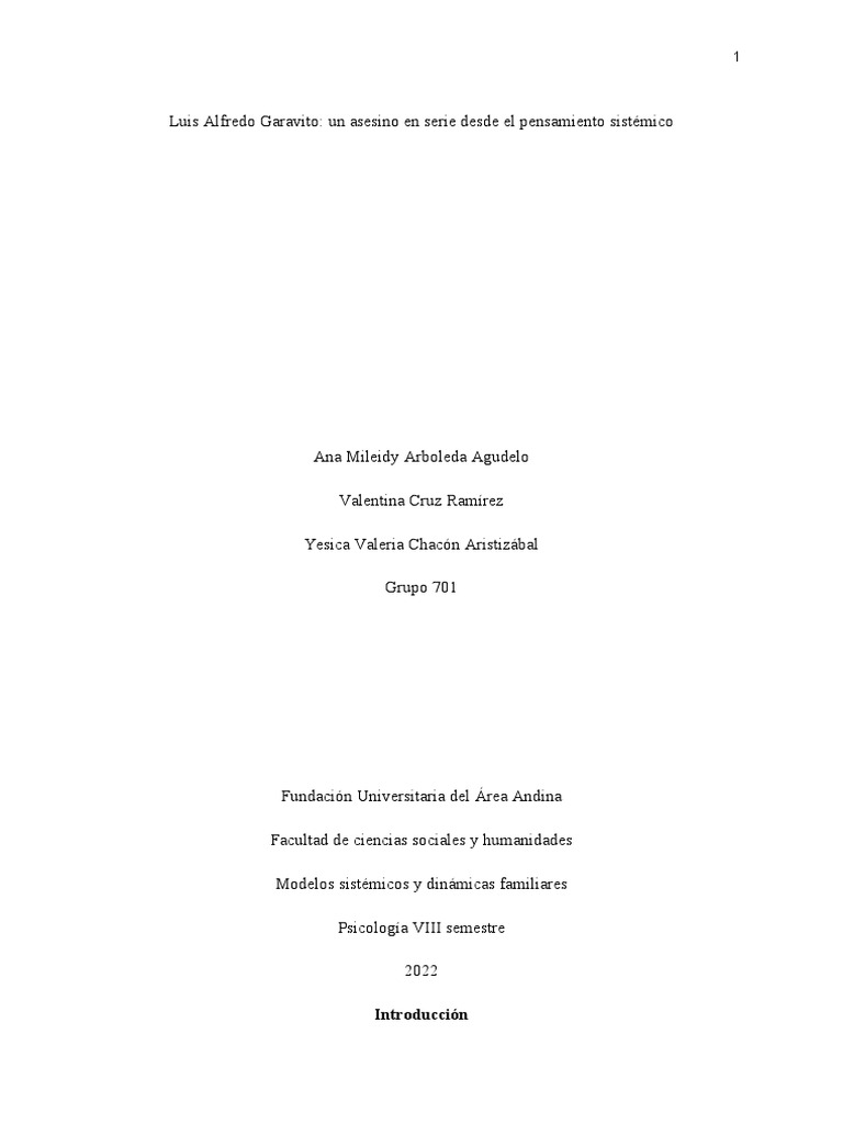 Eje 2 - Areas de La Vida de Garavito | PDF | Violación | Sicología