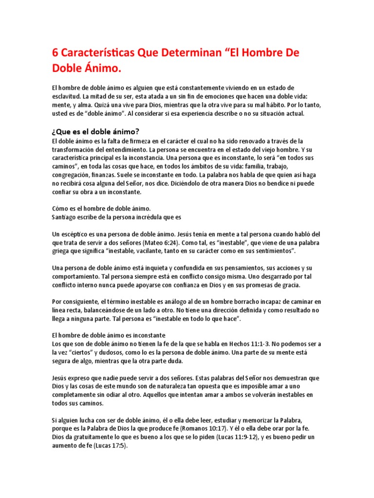 6 Características Del Doble Animo | PDF | Fe | Dios