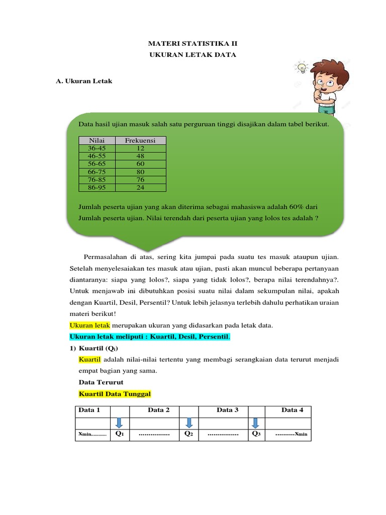 Materi Statistika Ii Ukuran Letak Data (Kuartil, Desil, Persentil) PDF ...