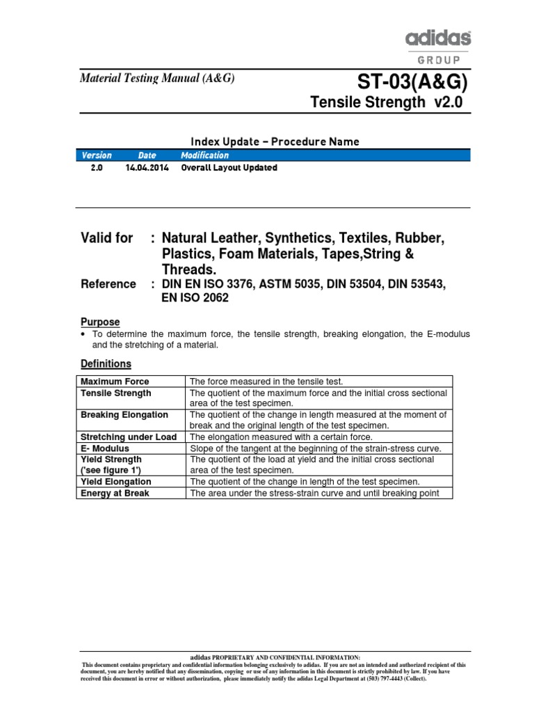 Adidas ST-03 Tensile Strength | PDF | Ultimate Tensile Strength | Yield ...