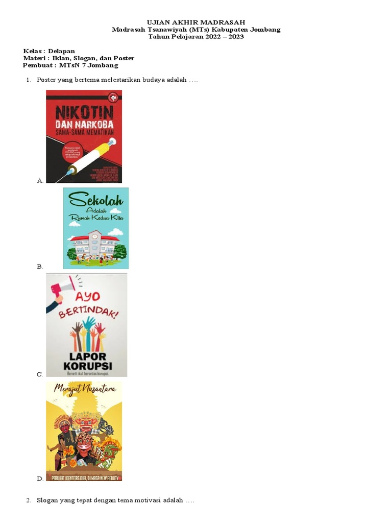 Soal Dan Kisi-Kisi UM Iklan, Slogan, Dan Poster | PDF