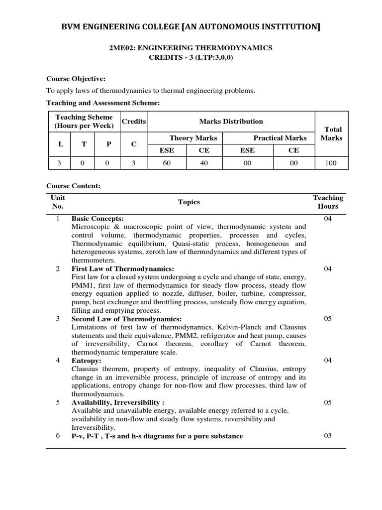 2me02 Engineering Thermodynamics | PDF | Thermodynamics | Entropy