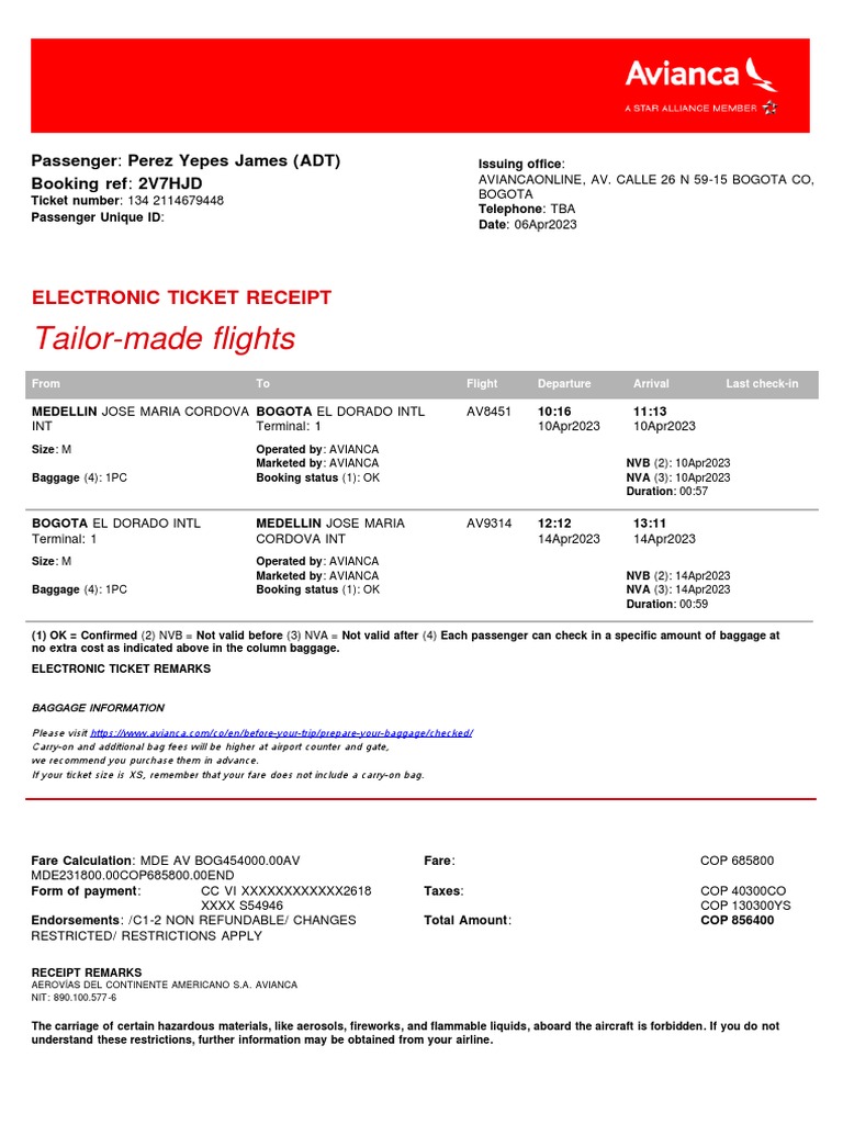 James Perez Yepes, 10apr 1016 Medellin | PDF | Airlines