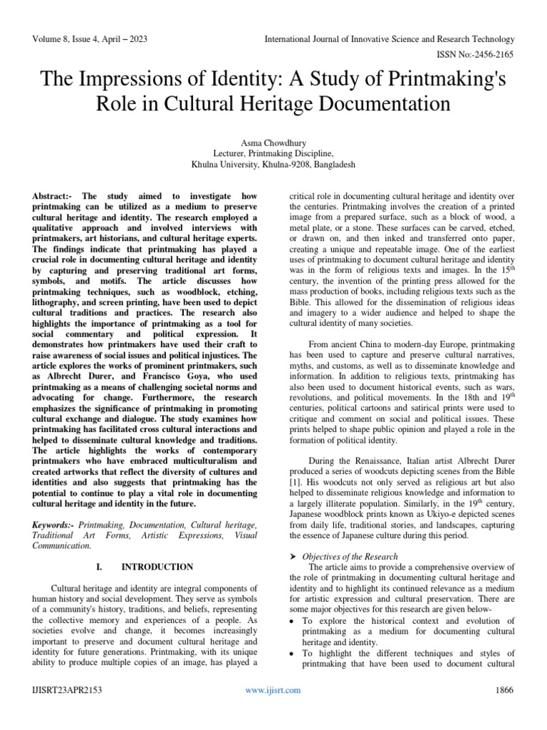 The Impressions of Identity A Study of Printmaking's Role in Cultural ...
