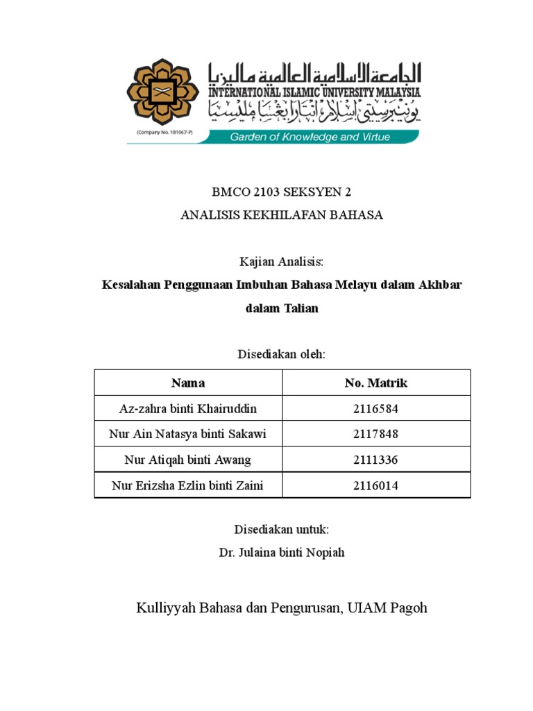 Tugasan Kumpulan 2103 | PDF