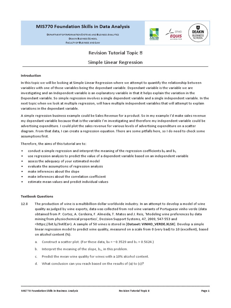 Business Analysis Regression Guide | PDF | Regression Analysis | Dependent And Independent Variables