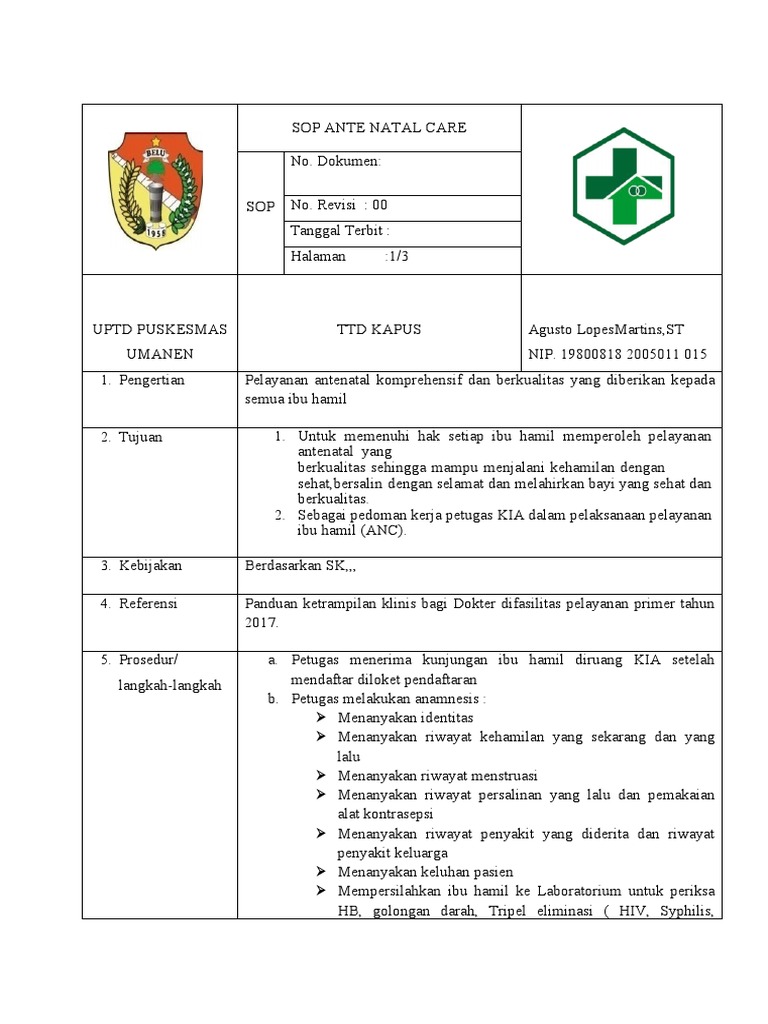Sop Anc Umanen Terbaru | PDF
